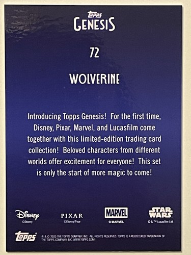 2025 TOPPS DISNEY GENESIS MARVEL FOIL CARD Black Shimmer 07/10 WOLVERINE #72 | eBay