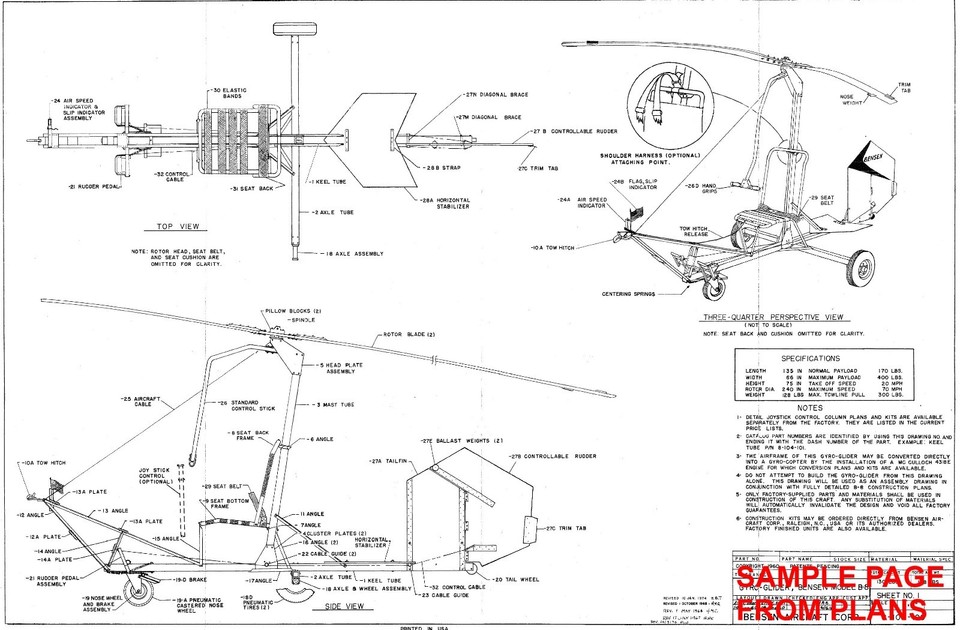 BUILD YOUR OWN ULTRALIGHT GYROCOPTER 7 DIFFERENT AUTOGYRO PLANS ON CD ...