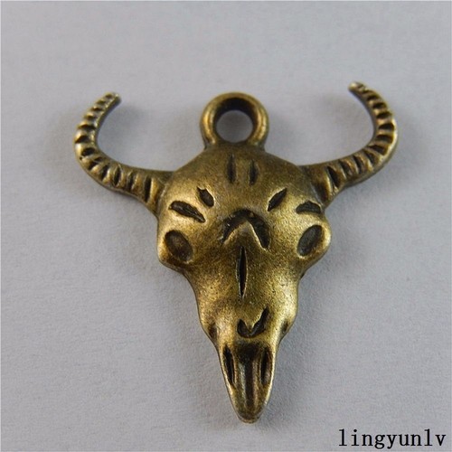 Antique Bronze Alloy Bull Head Shaped Pendants Charms Jewelry Crafts ...