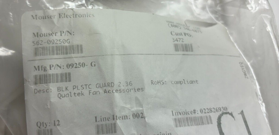 Qualtek Electronics Fan Cover 09250-G (4 Pieces) - New | eBay