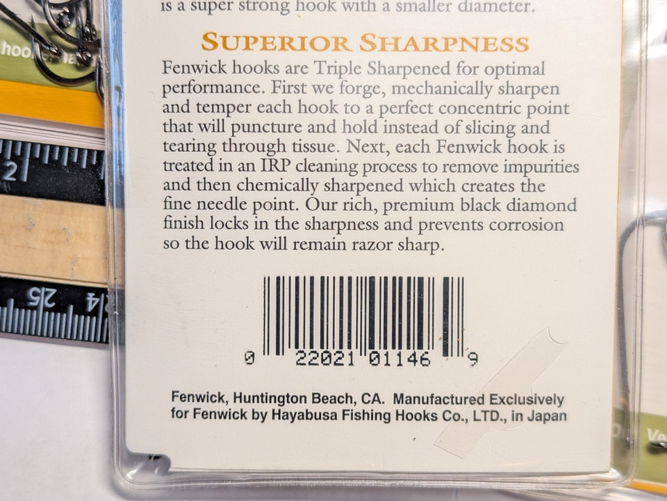 5 LOT FENWICK TRIPLE SHARPENED BASS WORM 27 HOOKS BARBED SIZE 2/0 HIGH ...