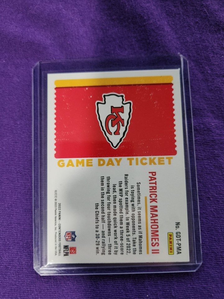 2022 Panini Contenders - Game Day Ticket Emerald #GDT-PMA Patrick ...