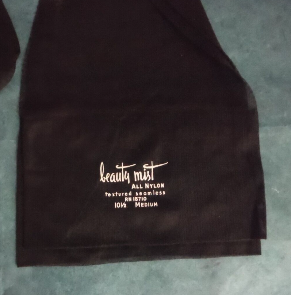 Vintage black textured nylon garter stockings by Beauty Mist | eBay