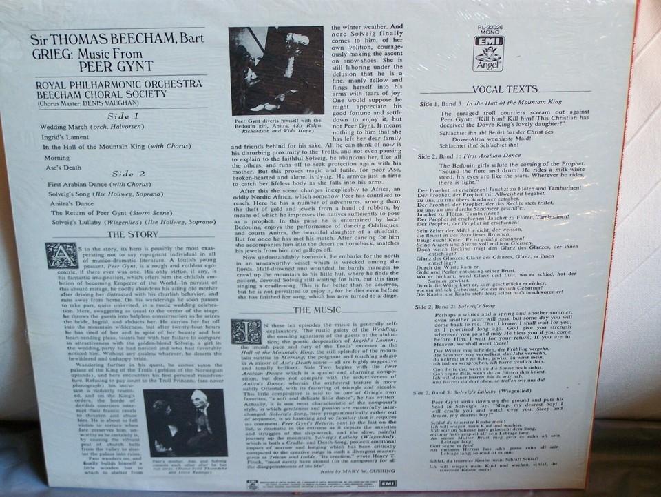 Grieg Peer Gynt Thomas Beecham Royal Phil. Historic! STILL FACTORY ...