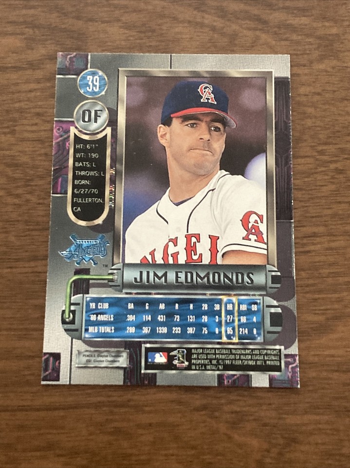 Jim Edmonds 1997 Metal Universe Anaheim Angels Baseball Card #39 | eBay