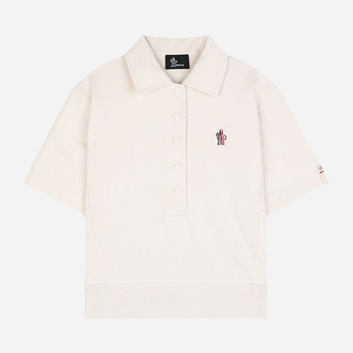 Moncler Polo Shirt with Grenoble Logo Patch for Women White 8A00003 ...