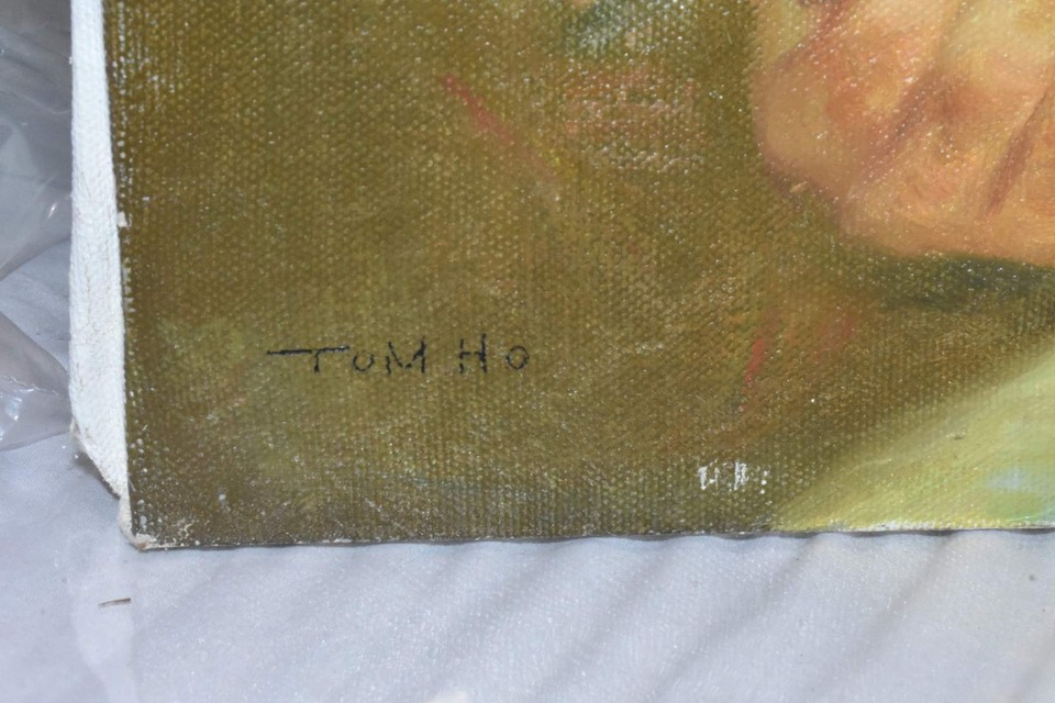 Asian Madonna and Child 1970's Original Oil Painting by Tom Ho ...