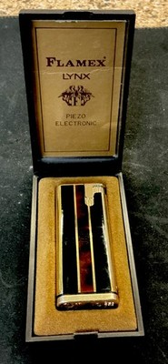 Vintage FLAMEX Piezo Electronic Black & Gold-tone Pocket Lighter ...