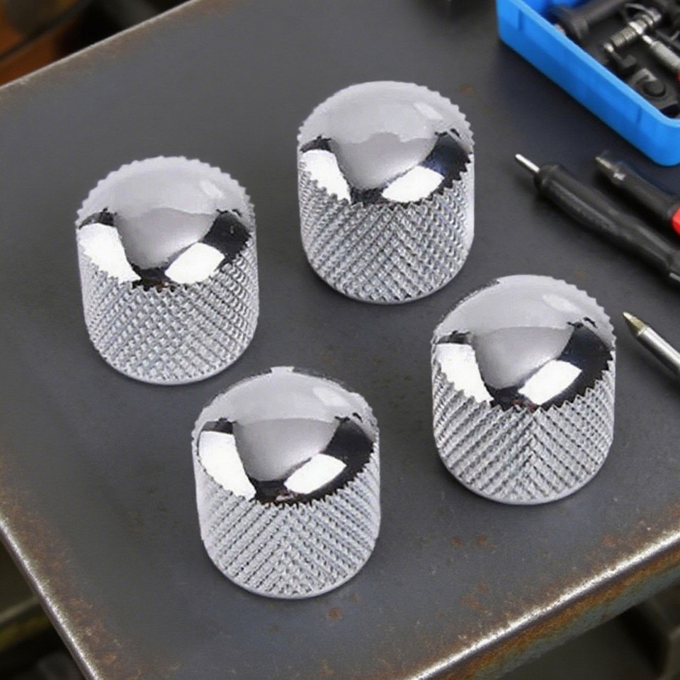 4Pcs Chrome Dome Tone Volume Control Knobs for Electric Guitar Bass ...