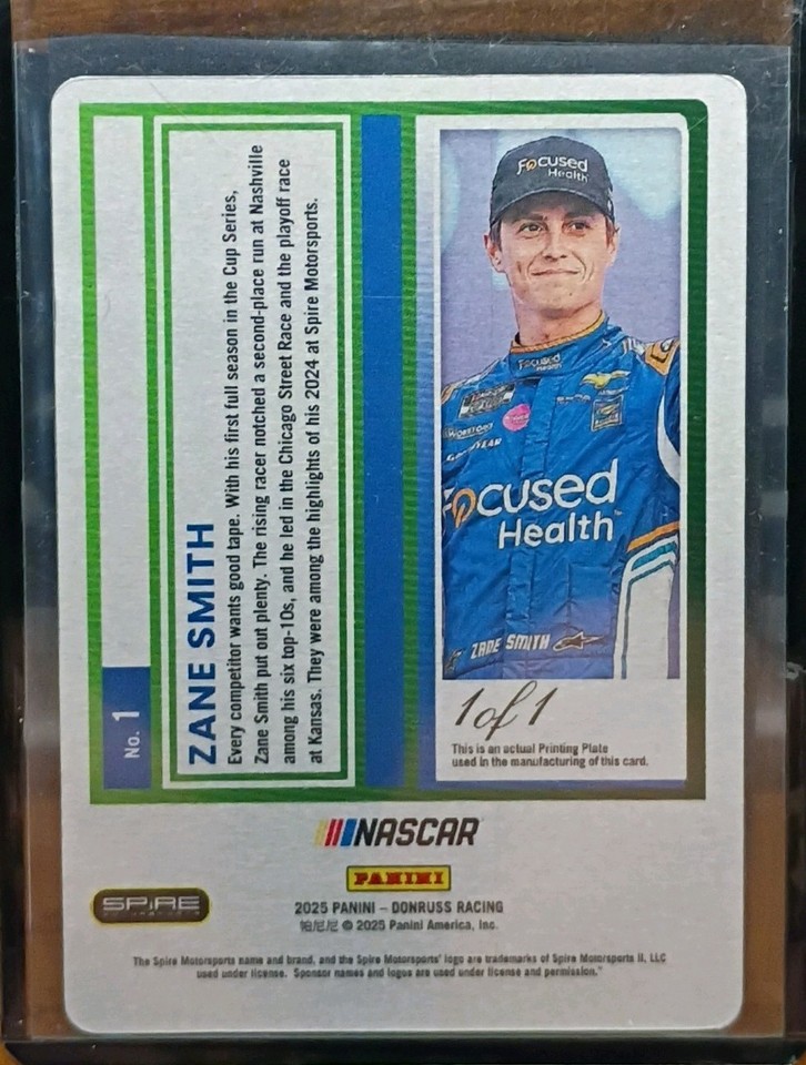 2025 Panini Donruss Racing Nascar Zane Smith Printing Plate 1 /1 | eBay