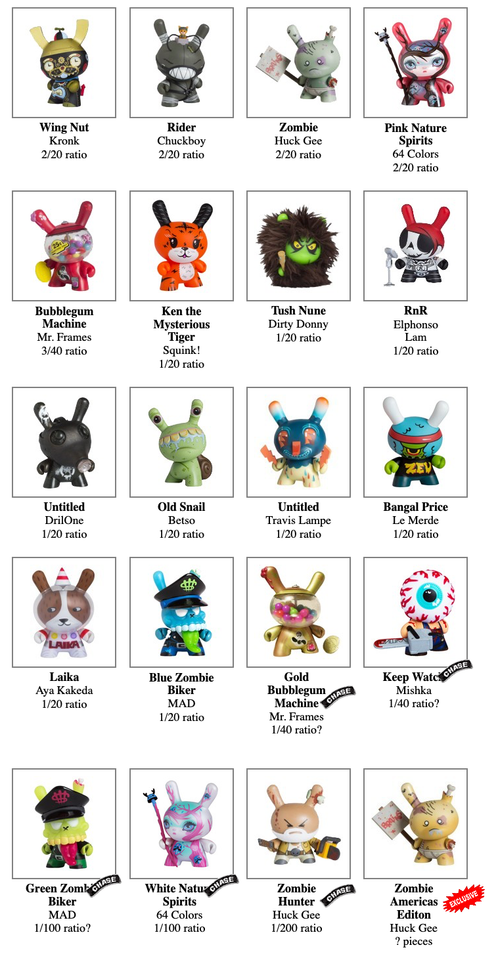 Kidrobot Dunny Dunny Series (2011) collection of 21 CHASE (Read ...
