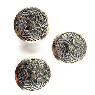 Vintage Sterling Silver Button Covers Lot Set Of 3 Southwestern 3/4 ...