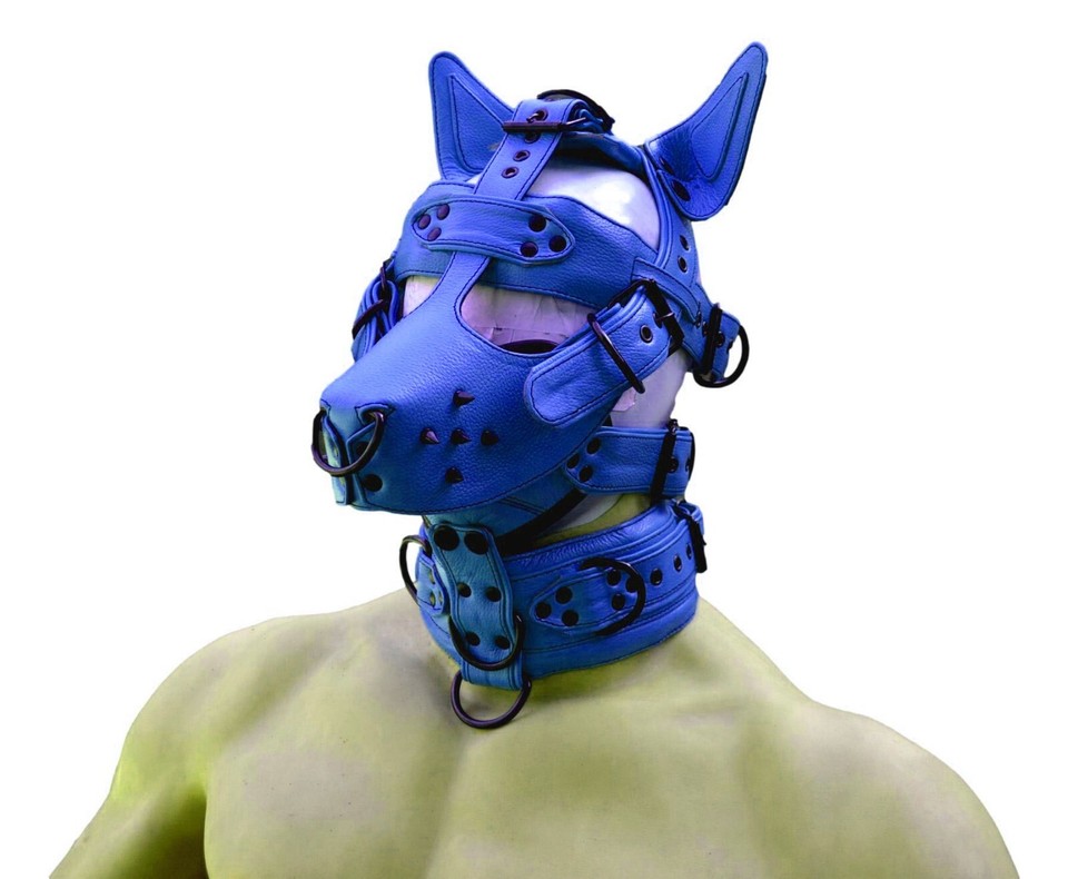 Leather Muzzle, Face hood ,Muzzle Gag ,Head harness,Pup hood,puppy Mask ...