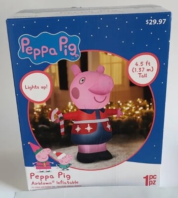 Gemmy 3.5 Airblown Peppa Pig Christmas Inflatable Yard Decor Santa Suit ...