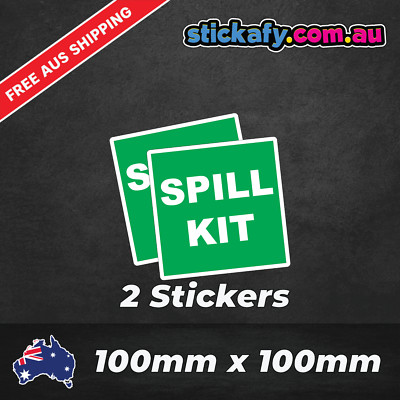 2x Spill Kit Sticker 100mm Decal OHS WHS Car Window Work Ute 4x4 Safety ...