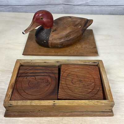 Vintage MCM Wood Duck Decoy Trinket/Desk Box--Cabin Lodge Decor 8 ...