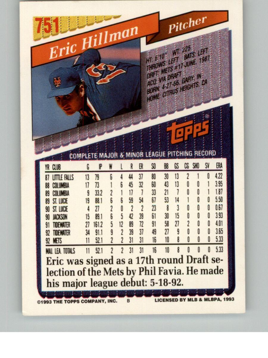 1993 Topps - Gold #751 Eric Hillman for sale online | eBay
