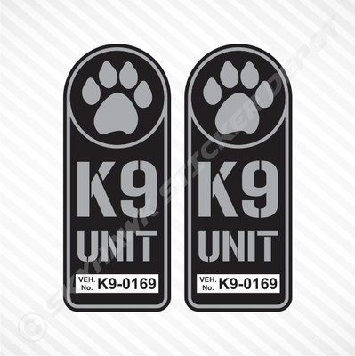 K9 Unit Badge Sticker Set Vinyl Decal Gun Metal Dog Paw Police Law ...