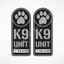 K9 Unit Badge Sticker Set Vinyl Decal Gun Metal Dog Paw Police Law ...