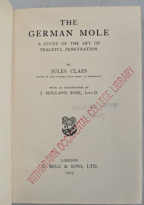 The German Mole A Study of the art of Peaceful Penetration by Jules ...