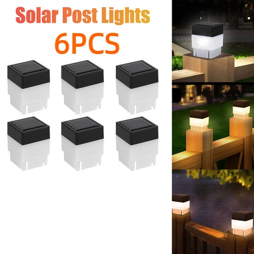 6PCS Solar Post Light 2x2" Waterproof LED Outdoor Garden Street Fence ...