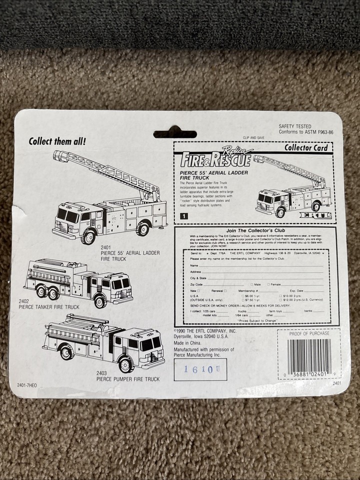 Ertl Pierce 55' Aerial Ladder Fire Truck Fire & Rescue Diecast | eBay