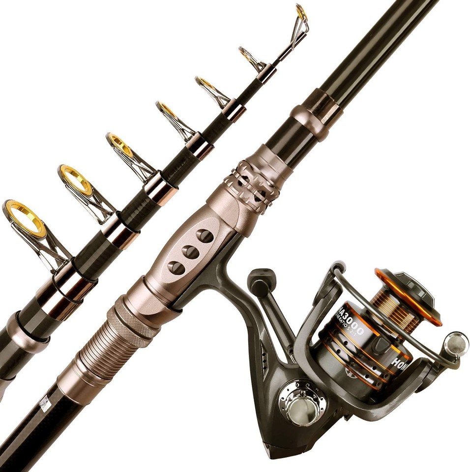 Portable Fishing Pole with Reel for Saltwater and Freshwater | eBay