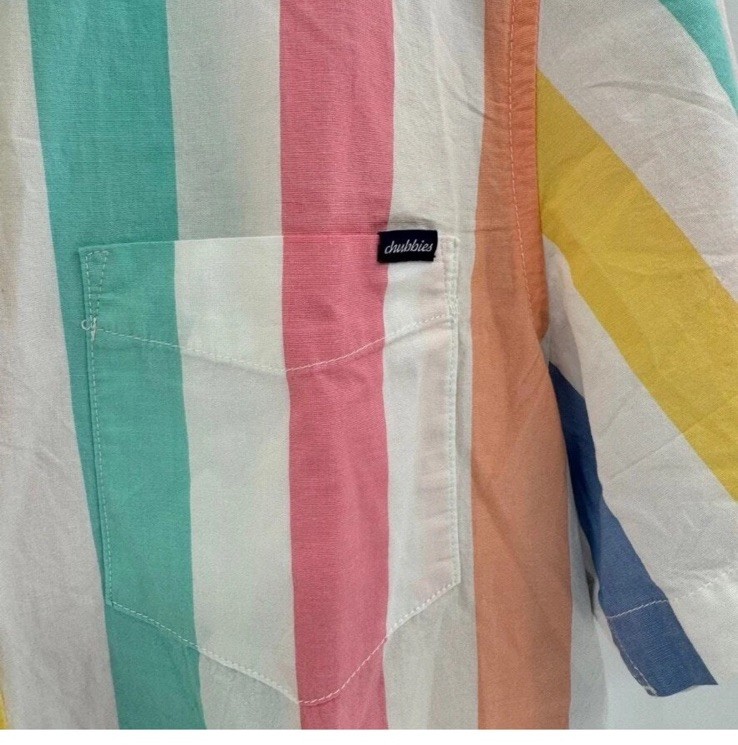 Chubbies XL Friday Button Front Shirt Colors of The Wind Stripe Retro ...