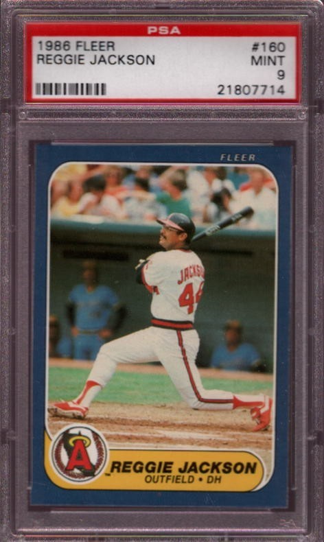 1986 FLEER # 160 REGGIE JACKSON (HALL OF FAME) CALIFORNIA ANGELS PSA 9 ...