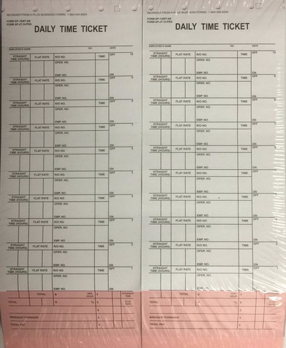 Mechanic's Daily Job & Time Ticket• Flag Sheets•Qty 500 (V8) | eBay