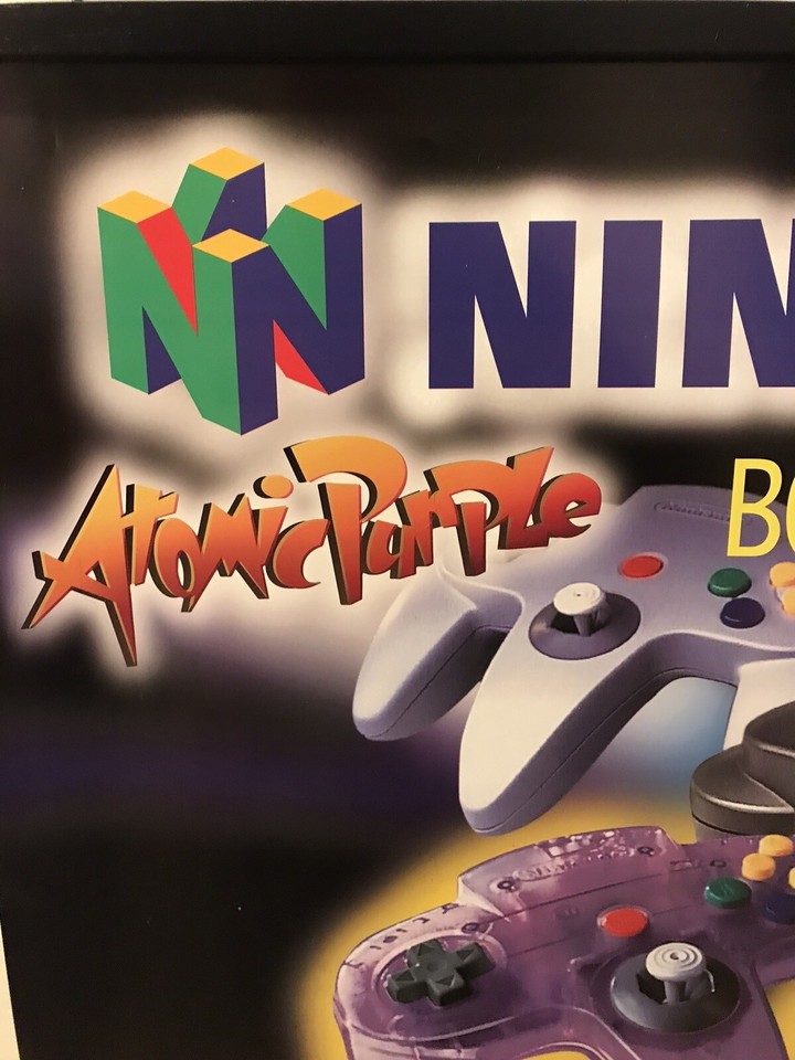 N64 Nintendo 64 Promo Store Display Banner Sign Vintage Atomic Purple ...