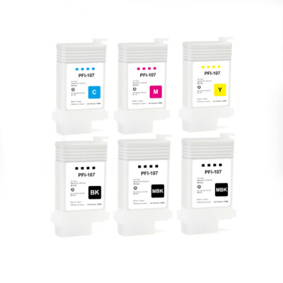 6PC PFI-107 Refillable Ink Cartridge For Canon IPF670 680 685 770 ...