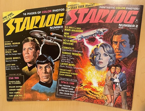 STARLOG Magazines #1 Aug '76 Premiere issue STAR TREK & #2 SPACE:1999 ...