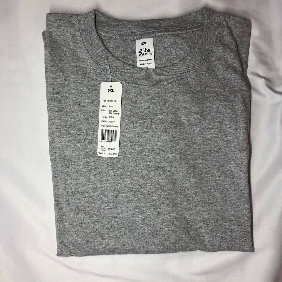 Mens Heavyweight T Shirts Plain Short Sleeve Tee Cotton BIG TALL 4XL to ...