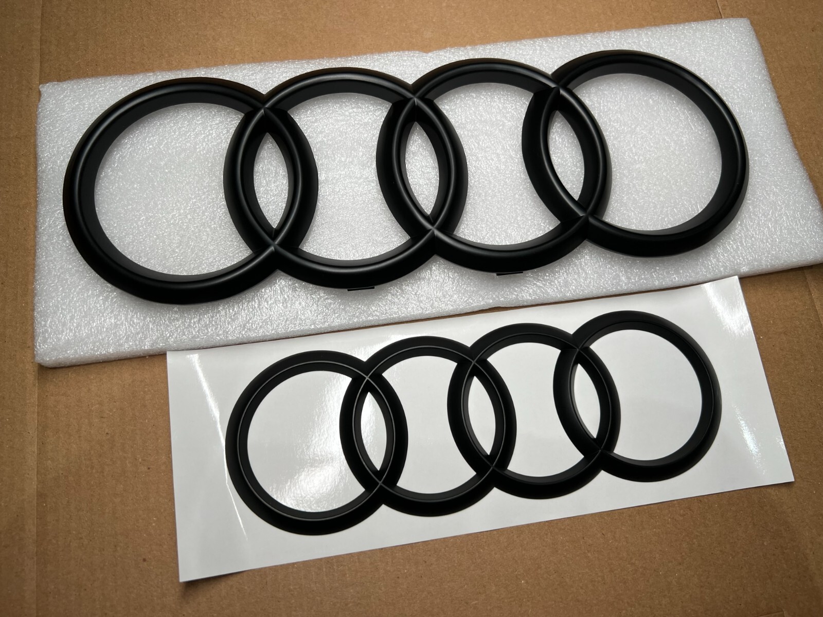 OEM Matte Black Front + Rear Badge Ring Emblem Full Set for AUDI A4 ...