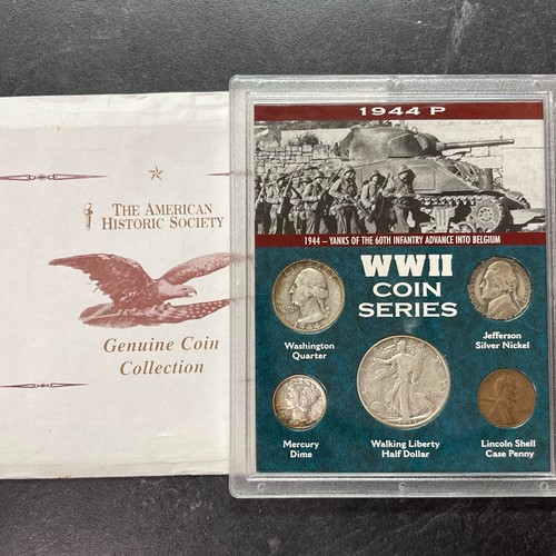 1944 P WW2 UNITED STATES SILVER COIN SET AMERICAN HISTORIC SOCIETY W ...