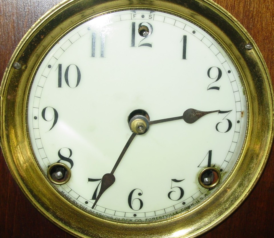 Antique Lovely Sessions Clock Co. Wooden Wind Up Pendulum Clock with ...