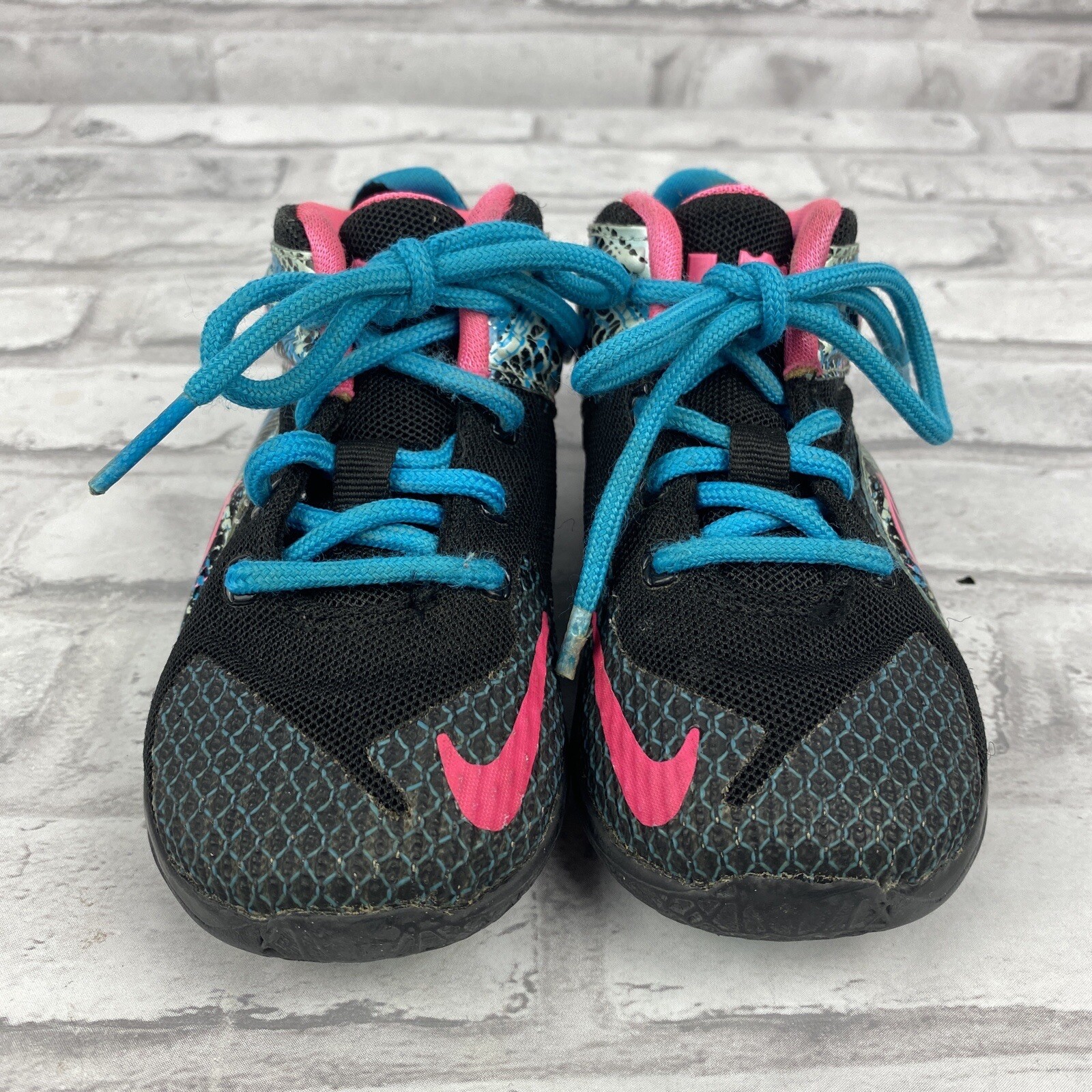 Nike LeBron XII Chromosomes Toddler Shoes 7C Hyper Black Pink Pow Blue ...