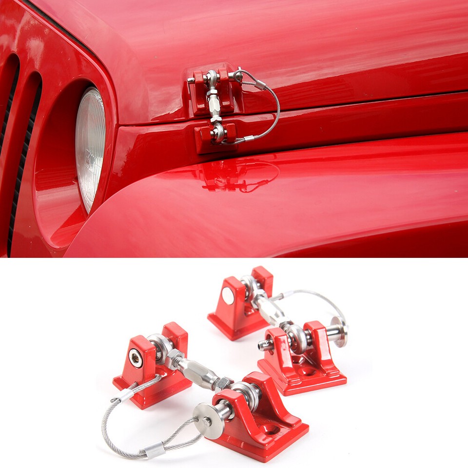 Red Exterior Hood Latch Locking Catch Buckle Cover Kit for Jeep ...