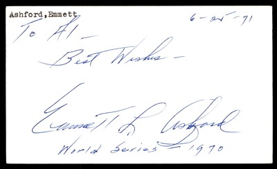 Emmett Ashford Baseball (1st AA - BLK Umpire) Sign Auto Index Card (no ...