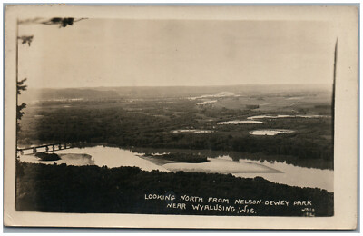 Wyalusing Wisconsin Nelson Dewey Park Postcard RPPC bridge river 1923 ...