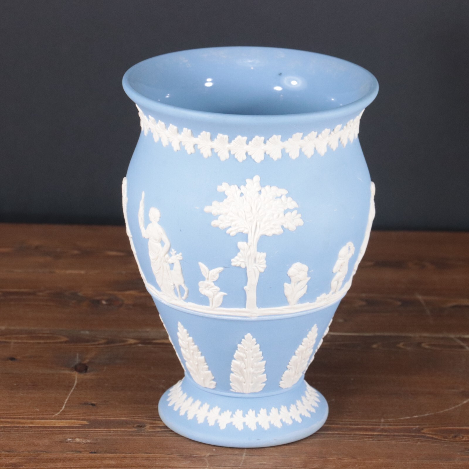 Dudson Hanley (England) JASPER WARE 6 1/2" Vase, Blue, Family, Trees ...