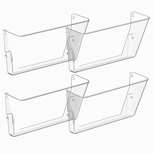 4 Pack Clear Single Pocket Wall Mounted File Organizer Magazines Folder ...