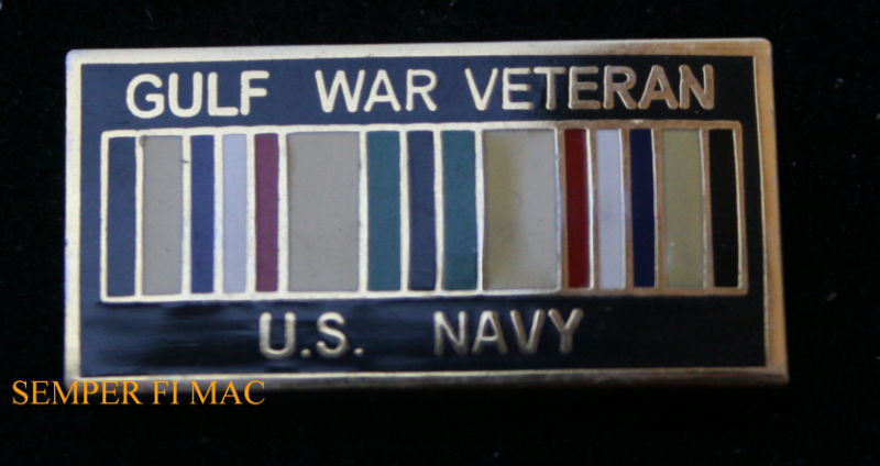 GULF WAR VETERAN US NAVY LAPEL HAT PIN USN USS FMF IRAQ DESERT SHIELF ...