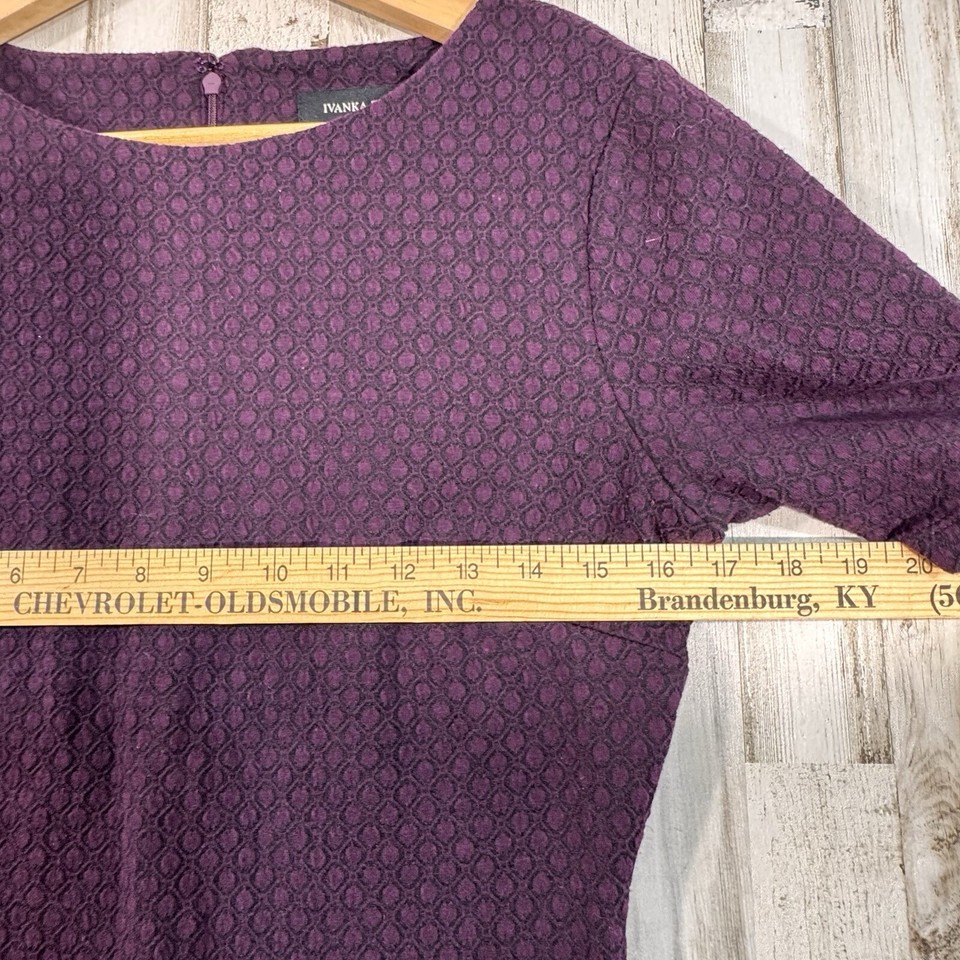 Ivanka Trump Dress 4 Purple Textured Fit & Flare Short Sleeve Retro ...