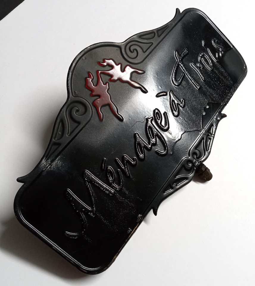 Menage a Trois Wine Double Sided Embossed Advertising Sign Metal 8"h x ...