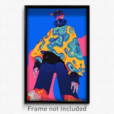 Anime Art Poster - Man Feeling Caring Wearing Bright Cute Clothes ...