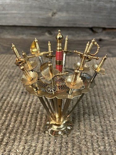 Vintage Toledo Mini Sword Brass Cocktail Picks Swords And Holder | eBay