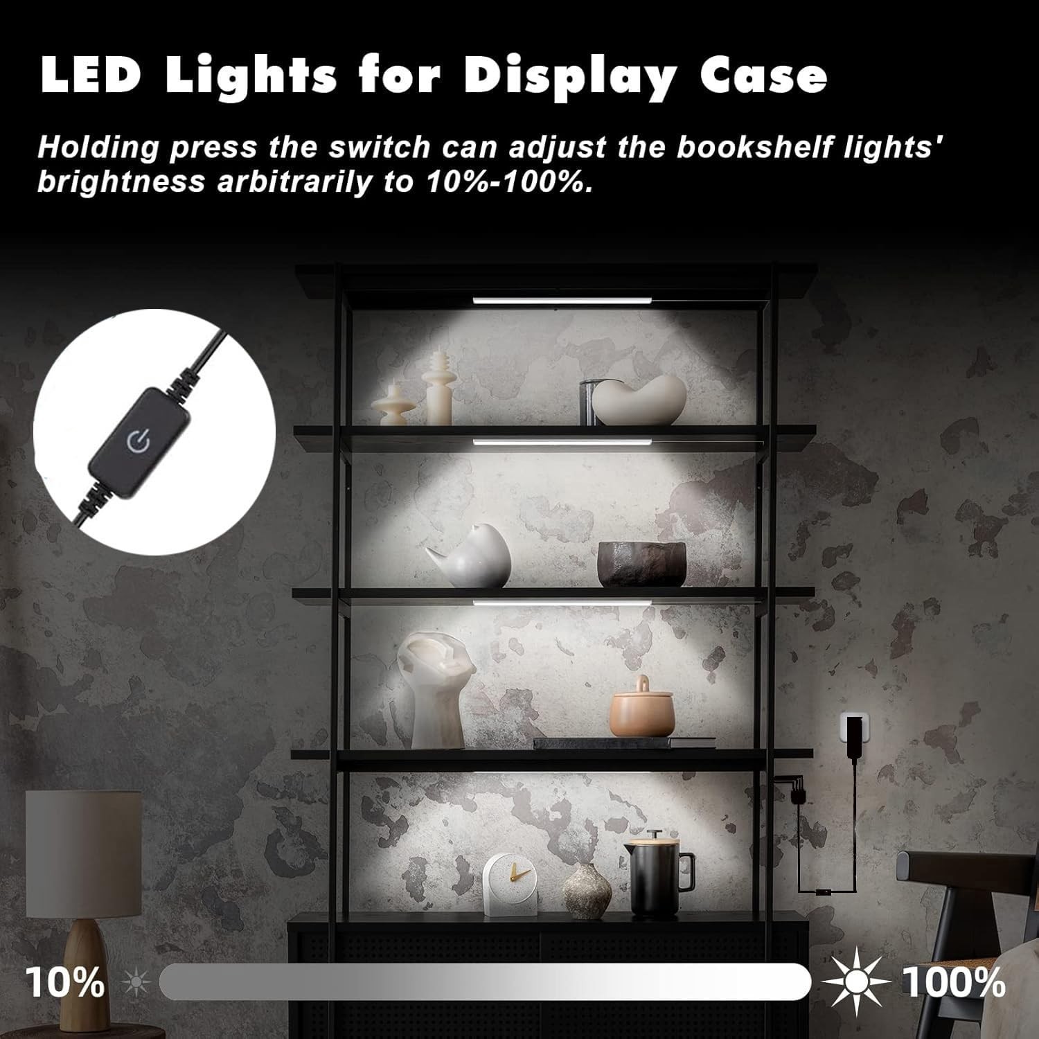 Black Shell Display Case Lights, LED Lights for Display Case with ...