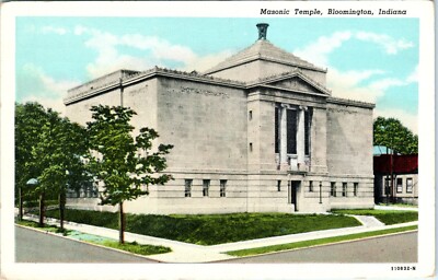 MASONIC TEMPLE 1930s POSTCARD BLOOMINGTON INDIANA VINTAGE EXTERIOR VIEW ...
